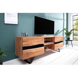 Riess Ambiente Massives TV-Board AMAZONAS 160cm Akazie Metall Lowboard Baumkante Riess-Ambiente Urban