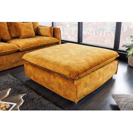 Riess Ambiente Gro&szlig;er Hussenhocker HEAVEN 100cm senfgelb Samt Landhausstil Sofahocker waschbarer Bezug Riess-Ambiente