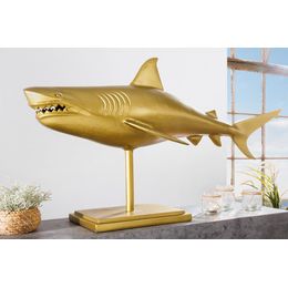 Riess Ambiente Maritime Skulptur HAI 103cm gold handmade Metall Design Haifisch Riess-Ambiente organisch
