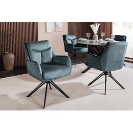 Riess Ambiente Drehbarer Stuhl PROMETHEUS petrol Vogue Velours Samt Taschenfederkern Metallgestell Polsterstuhl Riess-Ambiente Esszimmerstuhl K&uuml;chenstuhl Modern &...