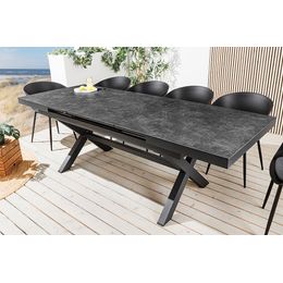 Riess Ambiente Ausziehbarer In- und Outdoor Esstisch EMPIRE 180-240cm anthrazit Keramik Gartentisch Riess-Ambiente rechteckig 2 Personen X-Gestell Modern & Design