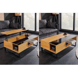 Riess Ambiente H&ouml;henverstellbarer Couchtisch APARTMENT 110cm natur Eiche schwarz Metall Stauraum Riess-Ambiente Sofatisch Wohnzimmertisch rechteckig