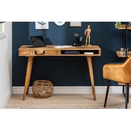 Riess Ambiente Massiver Schreibtisch RETRO 120cm Mangoholz B&uuml;rotisch mit Schublade Riess-Ambiente