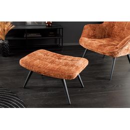 Riess Ambiente Moderner Hocker SCANDINAVIA rost braun Chenille Cremona Metallbeine Fu&szlig;hocker Riess-Ambiente