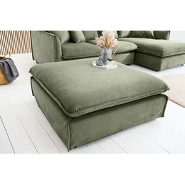 Riess Ambiente Gro&szlig;er Sitzhocker HEAVEN 100cm gr&uuml;n Cord Sofahocker abnehmbarer Bezug Riess-Ambiente Modern & Design