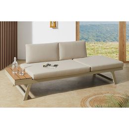 Riess Ambiente Verstellbare Gartenlounge MODULAR MIAMI 230cm champagner greige Gartensofa oder Gartenliege Riess-Ambiente Modern & Design