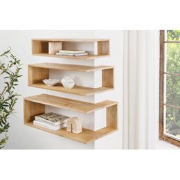 Riess Ambiente Massives 3er Set Wandregale SURREAL 65cm natur Au&szlig;enecke Mangoholz Riess-Ambiente