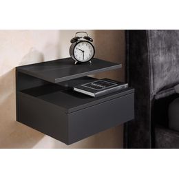Riess Ambiente H&auml;ngender Nachttisch FLOATING 35cm schwarz Regal mit Schublade Riess-Ambiente rechteckig Modern & Design