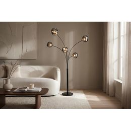 Riess Ambiente Design Stehlampe LIQUID DIAMOND 200cm schwarz smoke grau f&uuml;nf Glasschirme mit Marmorfu&szlig; Riess-Ambiente Modern & Design