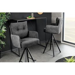Riess Ambiente Drehbarer Design Barhocker BIG GEORGE anthrazit Samt Taschenfederkern mit Armlehnen Polsterstuhl Riess-Ambiente f&uuml;r K&uuml;che Tresenhocker Bistrohocker...