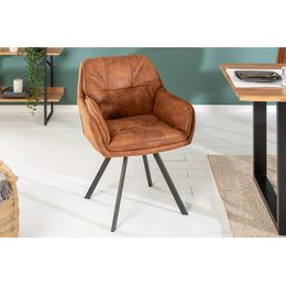 Riess Ambiente Drehbarer Design Stuhl MR. LOUNGER hellbraun Microfaser mit Armlehne Metall schwarz Polsterstuhl Riess-Ambiente Esszimmerstuhl K&uuml;chenstuhl Modern &...