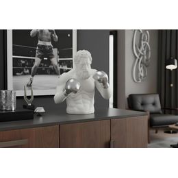Riess Ambiente Einzigartige Statue BOXER 50cm wei&szlig; silber handmade Skulptur Deko-Figur Riess-Ambiente Modern & Design