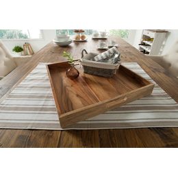 Riess Ambiente Elegantes Servier Tablett CIANO 40x40cm Akazie Massivholz mit Griffen Riess-Ambiente Modern & Design