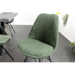 Riess Ambiente Design Stuhl SCANDINAVIA MEISTERST&Uuml;CK gr&uuml;n Cord schwarz Metall-Gestell Riess-Ambiente Esszimmerstuhl K&uuml;chenstuhl Scandinavisch