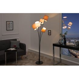 Riess Ambiente Design Stehlampe LEVELS 176cm wei&szlig; beige braun mit 5 Leinenschirmen Riess-Ambiente Modern & Design