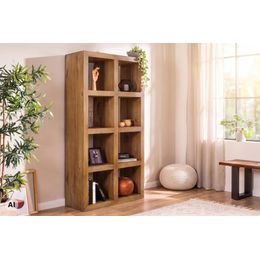 Riess Ambiente Massives Regal MAKASSAR 180cm braun honey finish Mangoholz 8 F&auml;cher handmade Riess-Ambiente Klassisch