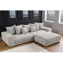 Riess Ambiente Modernes XXL Sofa ELEGANCIA 285cm champagner beige Cord inklusive Kissen Bigsofa Riess-Ambiente L-Form Wohnzimmer