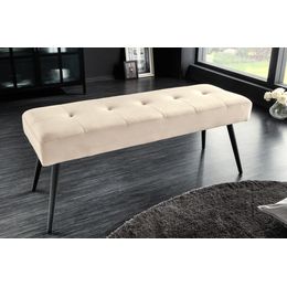 Riess Ambiente Design Sitzbank BOUTIQUE 100cm champagner Samt schwarze Metallbeine Riess-Ambiente rechteckig Modern & Design