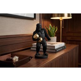 Riess Ambiente Deko-Figur KING APE 30cm schwarz gold Gorilla mit Hantel handmade Riess-Ambiente Modern & Design