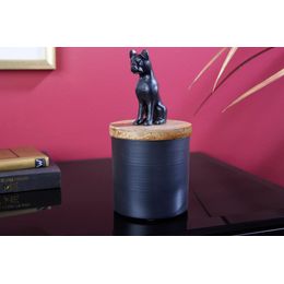 Riess Ambiente Design Dose PANTHER 20cm schwarz natur Mangoholz Panther-Figur Metall Dekoration Riess-Ambiente rund