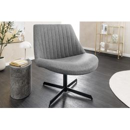 Riess Ambiente Drehbarer Sessel LOUNGER grau Strukturstoff Metallgestell schwarz Riess-Ambiente Modern & Design