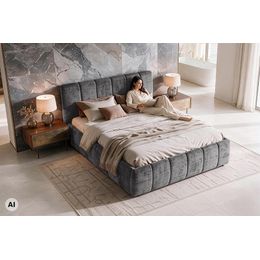 Riess Ambiente Design Boxbett ADLON 180x200cm grau Chenille mit Stauraum und Lattenrost Riess-Ambiente Modern & Design