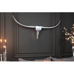Riess Ambiente Moderne Design Wanddekoration BULL L 100cm silber Aluminium Stierkopf Riess-Ambiente