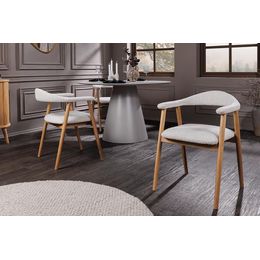 Riess Ambiente Design Stuhl VALHALLA WOOD natur Eiche creme Strukturstoff mit Armlehne Riess-Ambiente Esszimmerstuhl K&uuml;chenstuhl