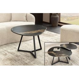 Riess Ambiente Design Couchtisch MARVELOUS 70cm schwarz gold sand AURORA ORO Keramik Metall Riess-Ambiente Sofatisch Wohnzimmertisch organisch Modern & Design