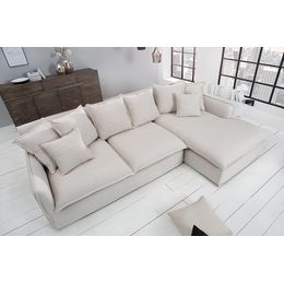 Riess Ambiente Gro&szlig;es Ecksofa HEAVEN 255cm natur beige Leinenstoff Federkern inkl. Kissen Riess-Ambiente L-Form Wohnzimmer