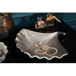 Riess Ambiente Dekorative Schale GINKGO 35cm silber handmade Metall Riess-Ambiente Modern & Design