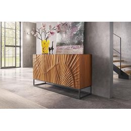 Riess Ambiente Massives Sideboard SCORPION 140cm braun Mangoholz aufwendige 3D Schnitzereien Riess-Ambiente Modern & Design