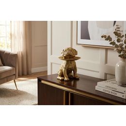 Riess Ambiente Deko-Figur BULLDOG 35cm gold Spardose mit Ablageplatte handmade Riess-Ambiente Modern & Design