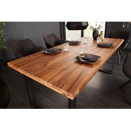 Riess Ambiente Massivholz Esstisch IRON CRAFT 160cm braun schwarz Sheesham stone finish Industrial Riess-Ambiente Esszimmertisch rechteckig 6 Personen...