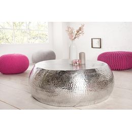 Riess Ambiente Runder Couchtisch ORIENT 80cm silber Metall Aluminium Hammerschlag Design handmade Riess-Ambiente Sofatisch Wohnzimmertisch Modern & Design