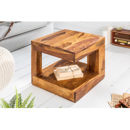 Riess Ambiente Massiver Edelholz Couchtisch GIANT 45cm braun Sheesham stone finish mit Ablage Riess-Ambiente Sofatisch Wohnzimmertisch quadratisch Urban