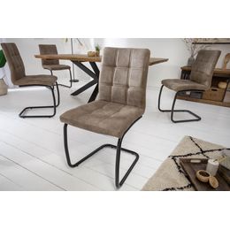 Riess Ambiente Industrial Freischwinger Stuhl MODENA vintage taupe mit Ziersteppung Polsterstuhl Riess-Ambiente Esszimmerstuhl K&uuml;chenstuhl