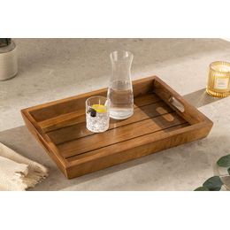 Riess Ambiente Massives Tablett MAKASSAR 45cm braun honey finish Mangoholz Riess-Ambiente rechteckig Klassisch