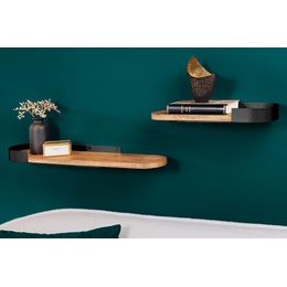 Riess Ambiente Modernes 2er Set Wandregal PURE NATURE 60cm schwarz Mangoholz massiv Metall handmade Riess-Ambiente
