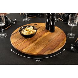 Riess Ambiente Runder Drehteller MAKASSAR 50cm braun Sheesham Massivholz stone finish handmade Riess-Ambiente Klassisch