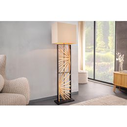 Riess Ambiente Handgefertigte Stehlampe EUPHORIA 165cm natur Longanholz beige mit Lampenschirm Riess-Ambiente