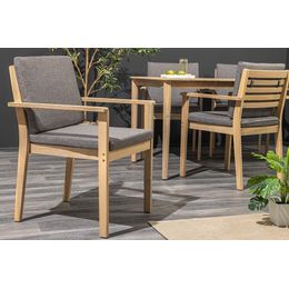 Riess Ambiente Massiver Gartenstuhl KOPENHAGEN natur Akazienholz anthrazit In- und Outdoor inkl. Kissen Riess-Ambiente