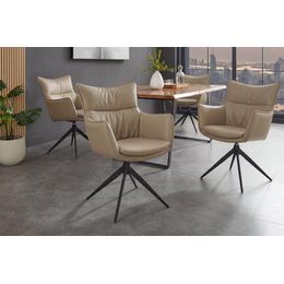 Riess Ambiente Drehbarer Design Stuhl VOGUE taupe Kunstleder Metall 360&deg; mit Armlehne Riess-Ambiente Esszimmerstuhl K&uuml;chenstuhl Modern & Design