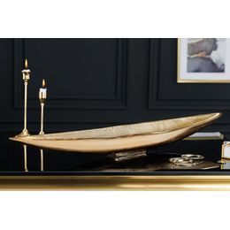 Riess Ambiente Handgearbeitete Deko Schale GOLD LEAF 80cm antik gold Aluminium Riess-Ambiente Modern & Design