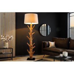 Riess Ambiente Design Stehlampe TREE NATURE 180cm Massivholz Leinenschirm handmade Riess-Ambiente