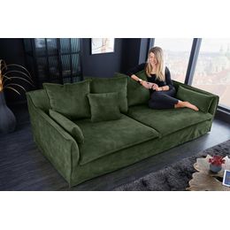 Riess Ambiente Gro&szlig;es 3-Sitzer Sofa HEAVEN 200cm dunkelgr&uuml;n Samt Federkern waschbarer Bezug Hussensofa Couch Riess-Ambiente Wohnzimmer Modern & Design