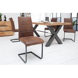 Riess Ambiente Industrial Freischwinger Stuhl APARTMENT antik braun mit Metallgestell Polsterstuhl Riess-Ambiente Esszimmerstuhl K&uuml;chenstuhl Modern & Design