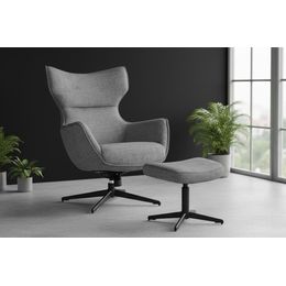 Riess Ambiente Drehbarer Sessel VOGUE grau Samt schwarze Metallbeine mit Armlehne Riess-Ambiente Modern & Design