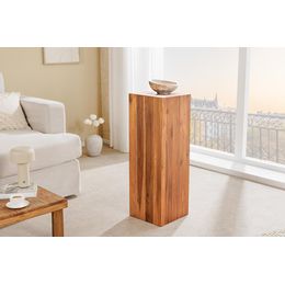 Riess Ambiente Massivholz Dekos&auml;ule COLUMNA 75cm braun Akazie Beistelltisch Riess-Ambiente quadratisch Modern & Design