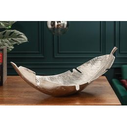 Riess Ambiente Design Deko Schale SILVER LEAF 65cm silber Blatt Design Metall Handarbeit Riess-Ambiente Modern & Design